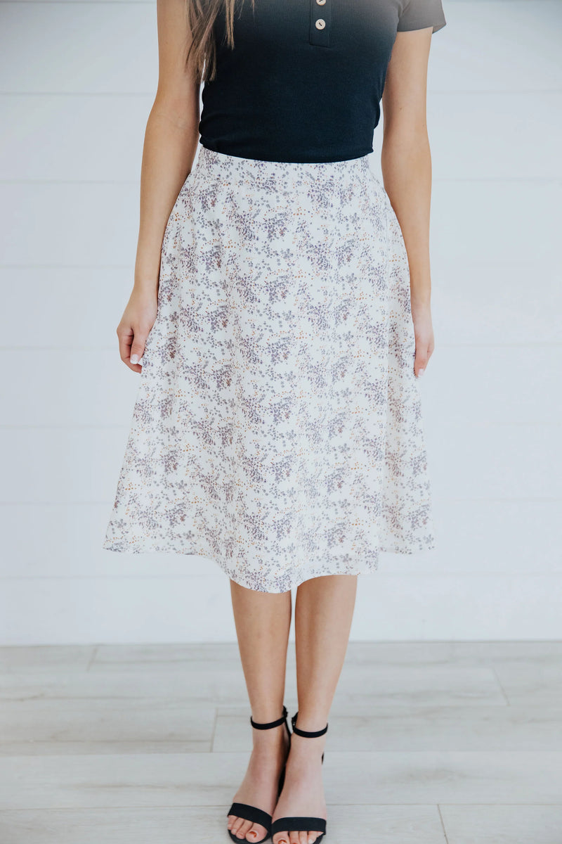 Midi slip skirt in misty bloom – JanieLanie