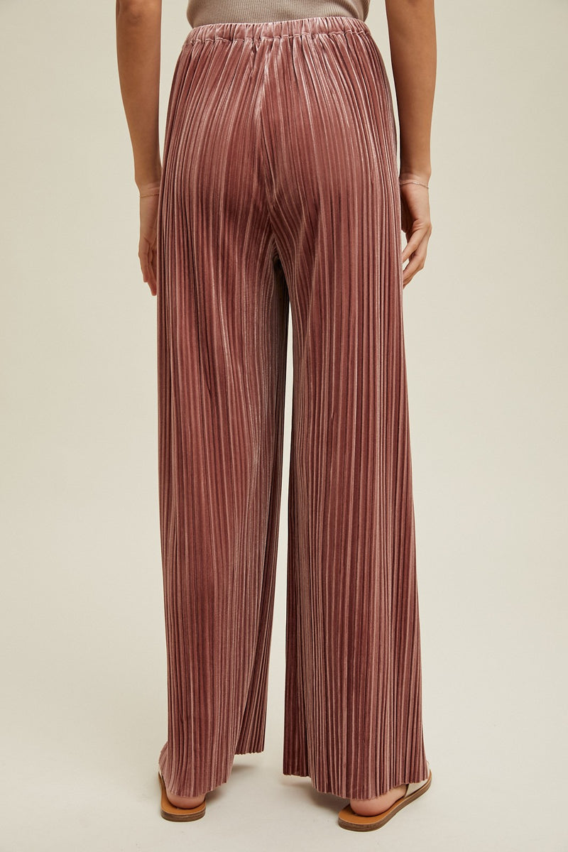 Rose velvet pleated wide leg pants – JanieLanie