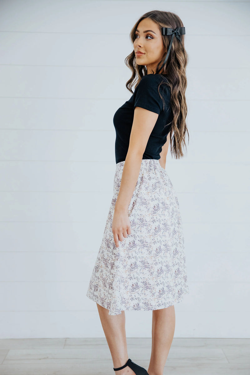 Midi slip skirt in misty bloom – JanieLanie