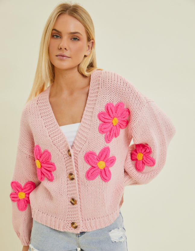 Pink floral chunky sweater – JanieLanie