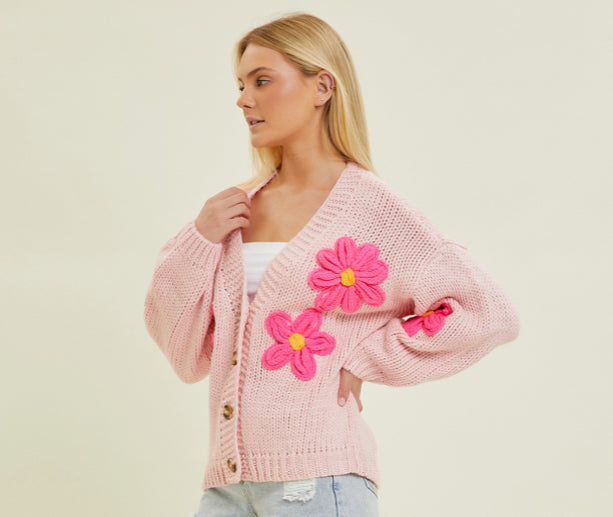 Pink floral chunky sweater – JanieLanie
