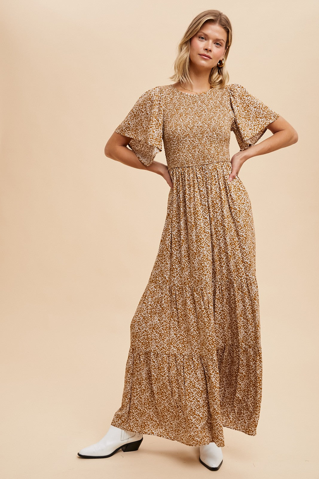 Emily modest maxi dress in Sepia – JanieLanie