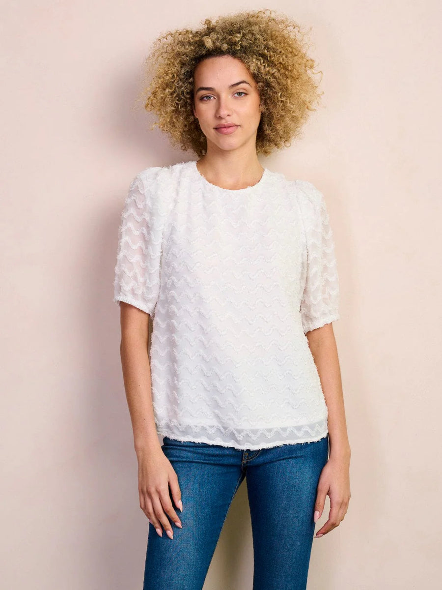 White textured top with back buttons - final sale – JanieLanie