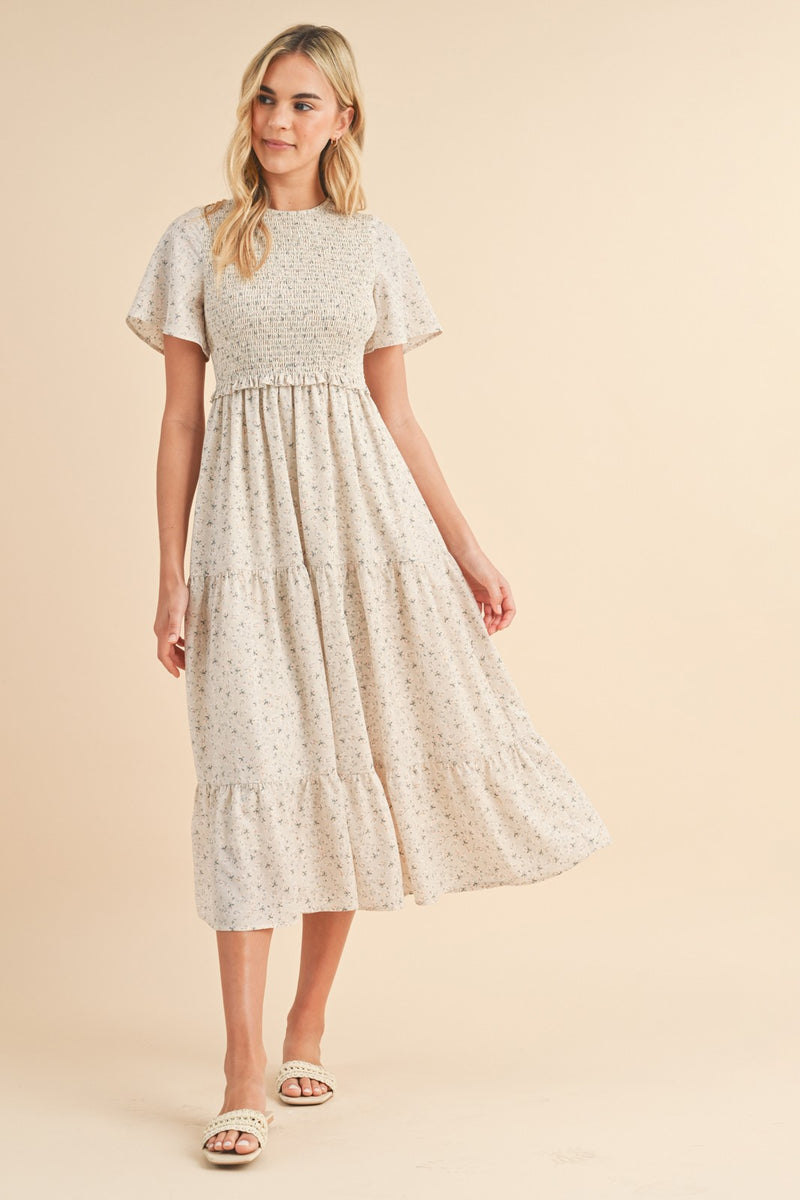 Carmen modest midi dress in ecru – JanieLanie