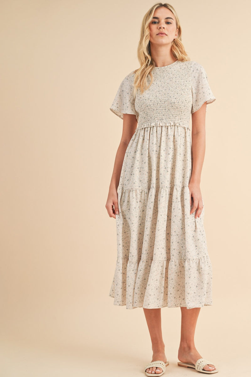 Carmen modest midi dress in ecru – JanieLanie